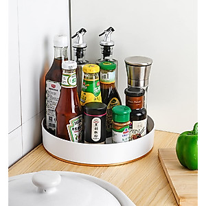 Rotatable Modern Round Tray,360°Rotating Spice Storage Rack,10" Lazy Susan Turntable Organizer,Cosmetic Makeup Vanity Tray for Storage Jewelry,Perfume&Kitchen Condiment,Suit for Home Decorative