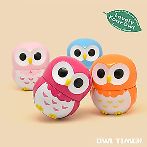 Golandstar Cute Cartoon Owl Timers Mini Size 60 Minutes Mechanical Kitchen Cooking Timer Clock Loud Alarm Counters Manual Timer (Orange)