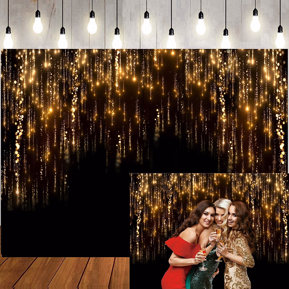 LTLYH 7x5ft Black and Gold Backdrop Golden Spots Backdrop Vintage Astract Background for Family Birthday Party Newborn Studio Props 242