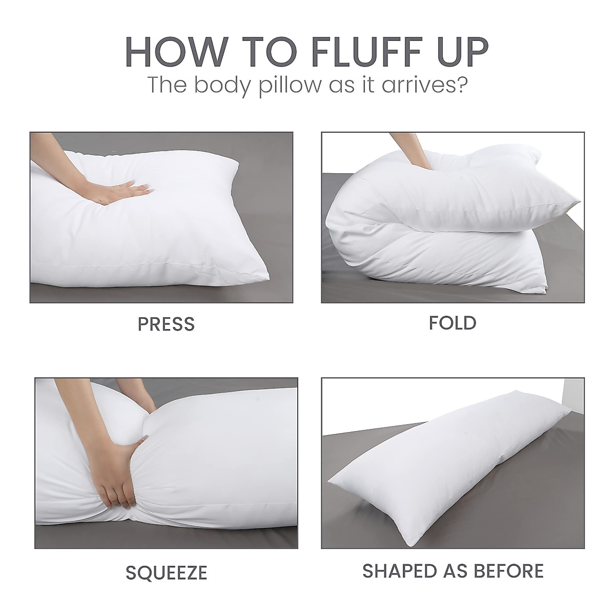 Utopia Bedding Full Body Pillow for Adults (White, 20 x 54 Inch), Long Pillow for Sleeping, Large Pillow Insert for Side Sleepers