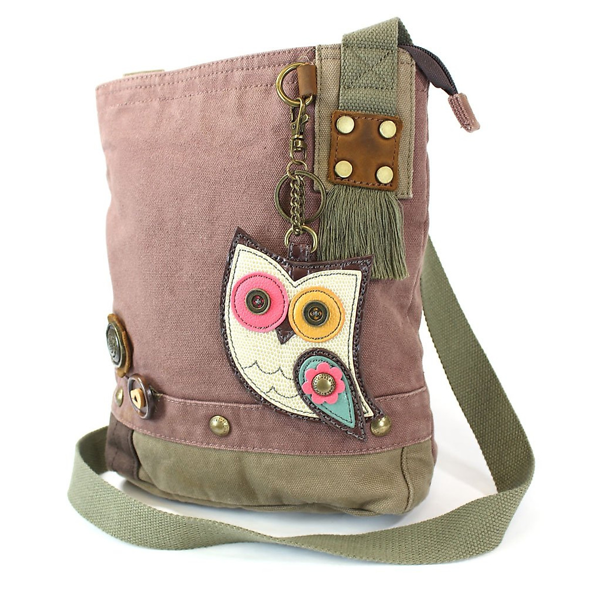 CHALA Handbags Patch Crossbody Messenger Bags - Mauve (Color Owl)