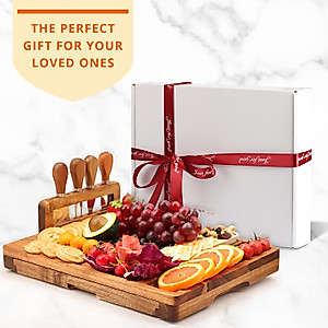 Premium Large Cheese Boards Acacia Nice Charcuterie Boards Gift Set Handcrafted Cheese Tray Set Unique Housewarming Gifts, Wedding Gifts for Couple, Bridal Shower Gifts (Retangular-Slate)