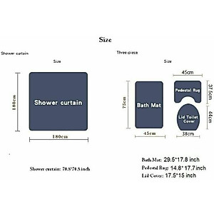 StarBlue-HGS 4PC Ocean Mermaid Waterproof Shower Curtain Set with Non-Slip Rugs, Toilet Lid Cover and Bath Mat Accessories with Hook Bathroom Decor