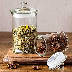 Maredash Glass Apothecary Jars, 5 oz Bathroom Storage Organizer with lids - Mini Glass canisters Jar Cotton Ball Holder Set of 15
