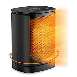 Space Heater for Indoor Use, Electric Ceramic Heater, 3 Modes, 12h Timer, Fast Heating Portable Heater, 70°Oscillating Heater with Tip-over & Overheating Protection for Living room, Office, Bedroom