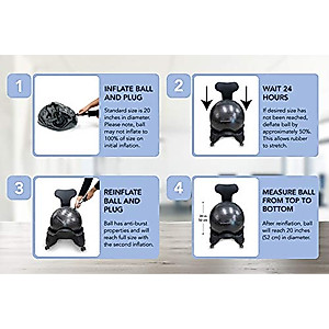 Pharmedoc Exercise Ball Chair with Back Support for Home and Office w/Exercise Yoga Balance Ball, Pump, Removable Back & Lockable Wheels