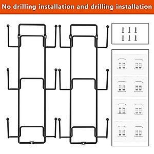 VZINO 2 Pack Pot Lid Organizer Rack for Cabinet Door/Wall, No Drilling Adhesive Wall/Door Mounted Pot and Pan Lid Holder, Metal with Powder Coating, Black