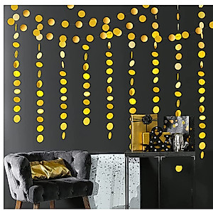 Glitter Circle Dot Garland Kit for Party Decorations Hanging Circle Banner Streamer Backdrop Decor for Wedding Birthday Bday Engagement Bridal Shower (Glitter Gold)
