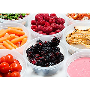 Green Direct Deli Containers With Lids Food Storage Containers 8 oz. Pack of 24, Disposable Clear Round Leakproof Plastic Containers For Lunch