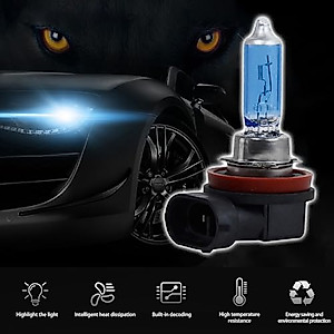 Hawyet 2 PCS 12V 100W Car Halogen Fog Lamp with M Box, Super White Waterproof Automotive Bulb for Low Beam Driving, Universal High Beam Lamp with Plastic Basement (White Light #H11)