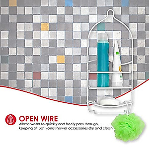 Home Basic Shower Caddy Vinyl Coated, Shampoo, Conditioner, Loofah and Soap Holder, White