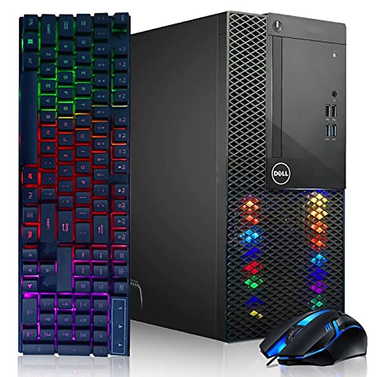 Dell Gaming PC Desktop Computer - Intel Quad I5-7500 up to 3.8GHz, GeForce GTX 1660 Super 6G, 16GB DDR4 Memory, 256G SSD + 3TB, RGB Keyboard & Mouse, WiFi & Bluetooth 5.0, Win 10 Pro (Renewed)