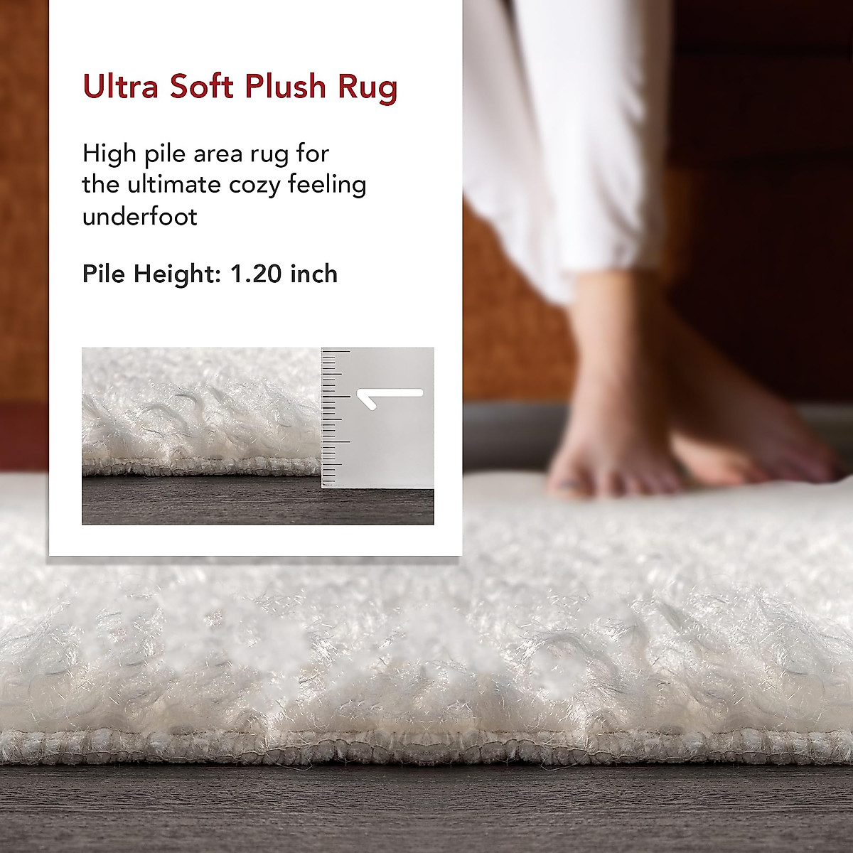 nuLOOM Marlow Machine Washable Soft Shaggy Faux Sheepskin Area Rug, 4x6, White