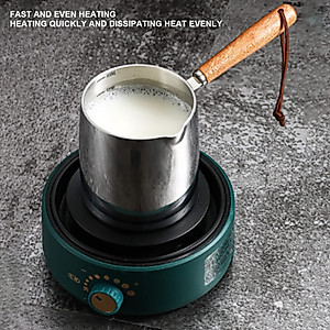 Butter Warmers, 450ml Turkish Coffee Pot Stainless Steel Stovetop Chocolate Melting Pan with Wooden Handle for Chocolate Heating, Camping, Maple Syrup, Sauce Heating