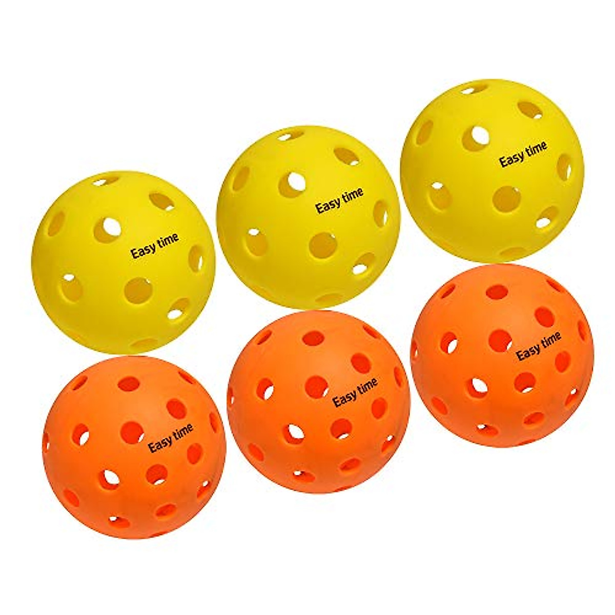 EasyTime Pickleball, 40 Holes Pickleball Balls for Outdoor Sport, 26 Holes for Indoor, Highly Durable and Consistent Bounce, USAPA Standard for Pickleball Sport, 6 Pack