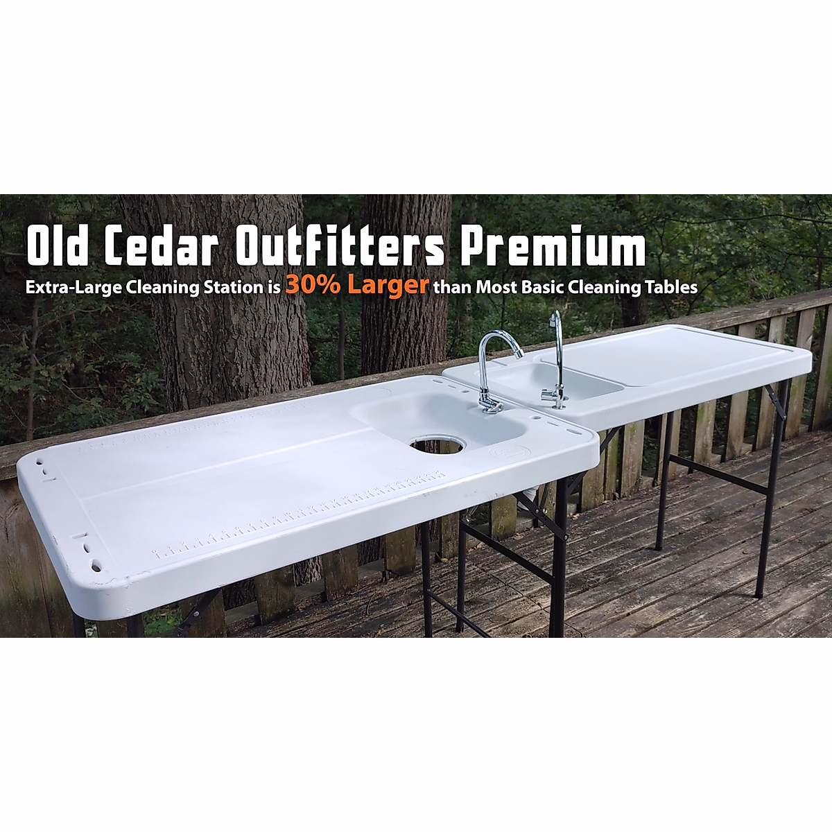Old Cedar Outfitters Premium, Extra-Large Fish and Game Cleaning Table with Sink and Folding Legs