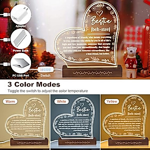 Weming Bestie Gifts for Women, Decorative Night Light Gifts, Sister Gifts, Bestie Birthday Gifts for Friends Coworker Workmates, Best Friendship Gifts for Christmas Thanksgiving Valentines Day,NL14