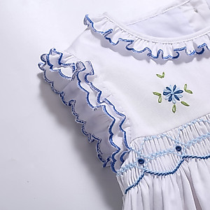 Pettigirl Baby Infant Toddler Girl Hand Smocked Embroidery Dress Outfit White