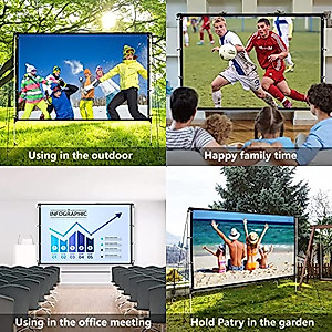 GZKYYLEGS Projector Screen with Stand 120 Inch Foldable Portable Movie Screen 16：9 HD 4K Double Sided Projection Movies Screen with Carry Bag for Indoor Outdoor Home Theater Backyard Cinema Travel