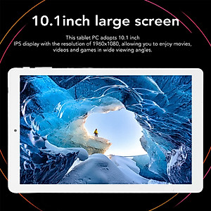 Tablet 10.1Inch, Android Tablet with Dual Camera, 5G WiFi Tablet 13MP Camera 8800mAh Tablet Octa Core 2.5Ghz CPU, 6GB RAM 128GB ROM Tablet for Home Office, Silver (US Plug)