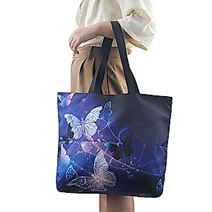 Tote Bags Travel Beach Totes Bag Shopping Zippered for Women Foldable Waterproof Overnight Handbag (Flying butterfly)