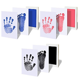 Baby Hand and Footprint Picture Frame Kit, PChero"Clean-Touch" Ink Pad with Paper Photo Frame, Personalized Gifts for Newborn Showers Registry