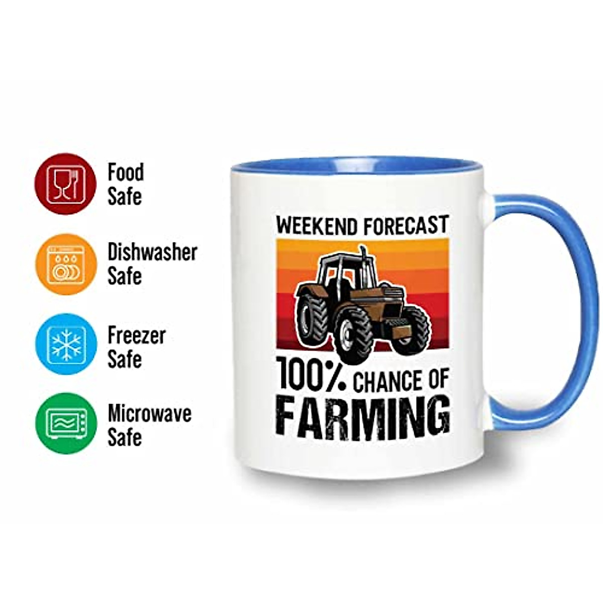 Bubble Hugs Farmer Birthday Two Tone Blue Edition Coffee Mug 11oz - Forecast Farming - Dry Farming Farm ranch Market Garden Agricultural Seed Drill Acre Hay Tractor Farmer Crops