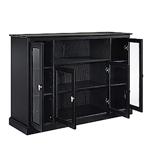 Summit Highboy TV Stand with Storage Cabinets and Shelves , Black