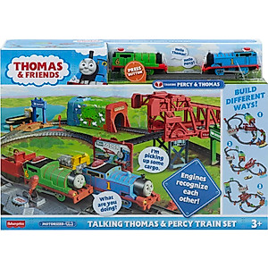 Thomas & Friends Toy Train Set Talking Thomas and Percy Motorized Engines with Track for Preschool Kids Ages 3+ Years (Amazon Exclusive)