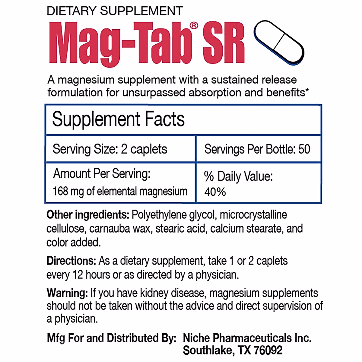 Extended Release Magnesium Lactate Delivery for 10x Better Absorption-Mag-Tab SR (Sustained Release) 100 Count-Supports Sleep, Muscle Cramps, Magnesium Deficiency Health Issue