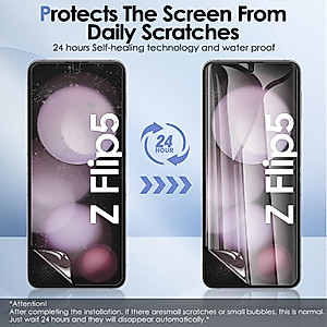 WYQLTD [2 Sets 6 Pack] for Samsung Galaxy Z Flip 5 Screen Protector, Internal Flexible TPU Screen Protector + Outer Tempered Glass Screen Protector + Tempered Glass Camera Lens Protector