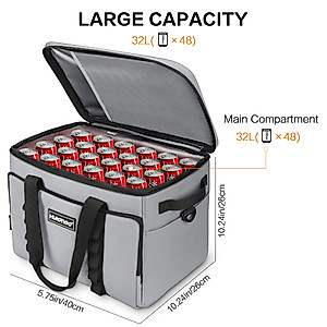 Soft Insulated Cooler Bag Collapsible Large Travel Coolers Soft Sided Coolers Ice Chest, Leakproof, Waterproof, 48-Can, 32L