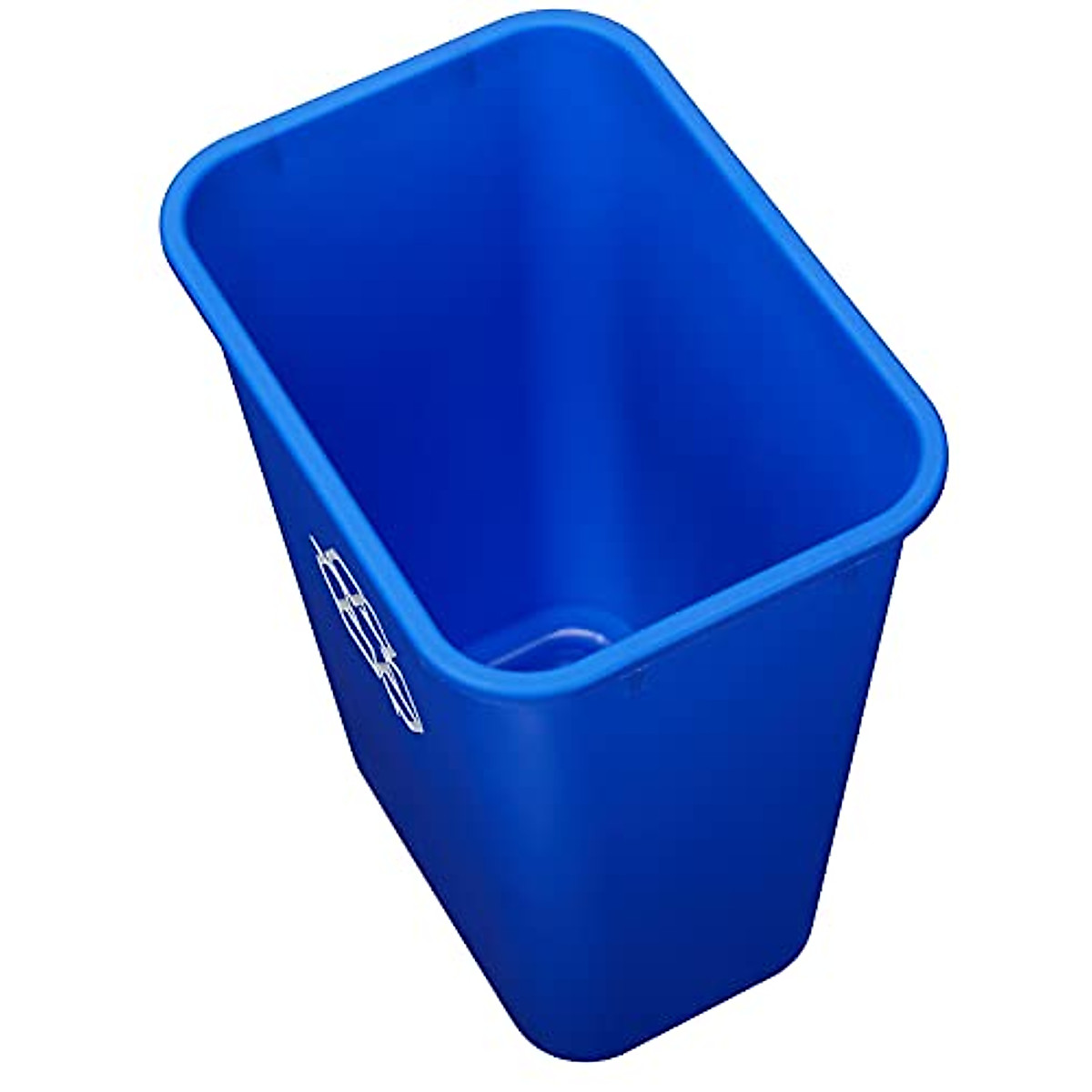 Amazon Basics Rectangular Commercial Office Wastebasket, Recycle Logo, 10 gallon (Pack of 1), Blue (Previously AmazonCommercial brand)