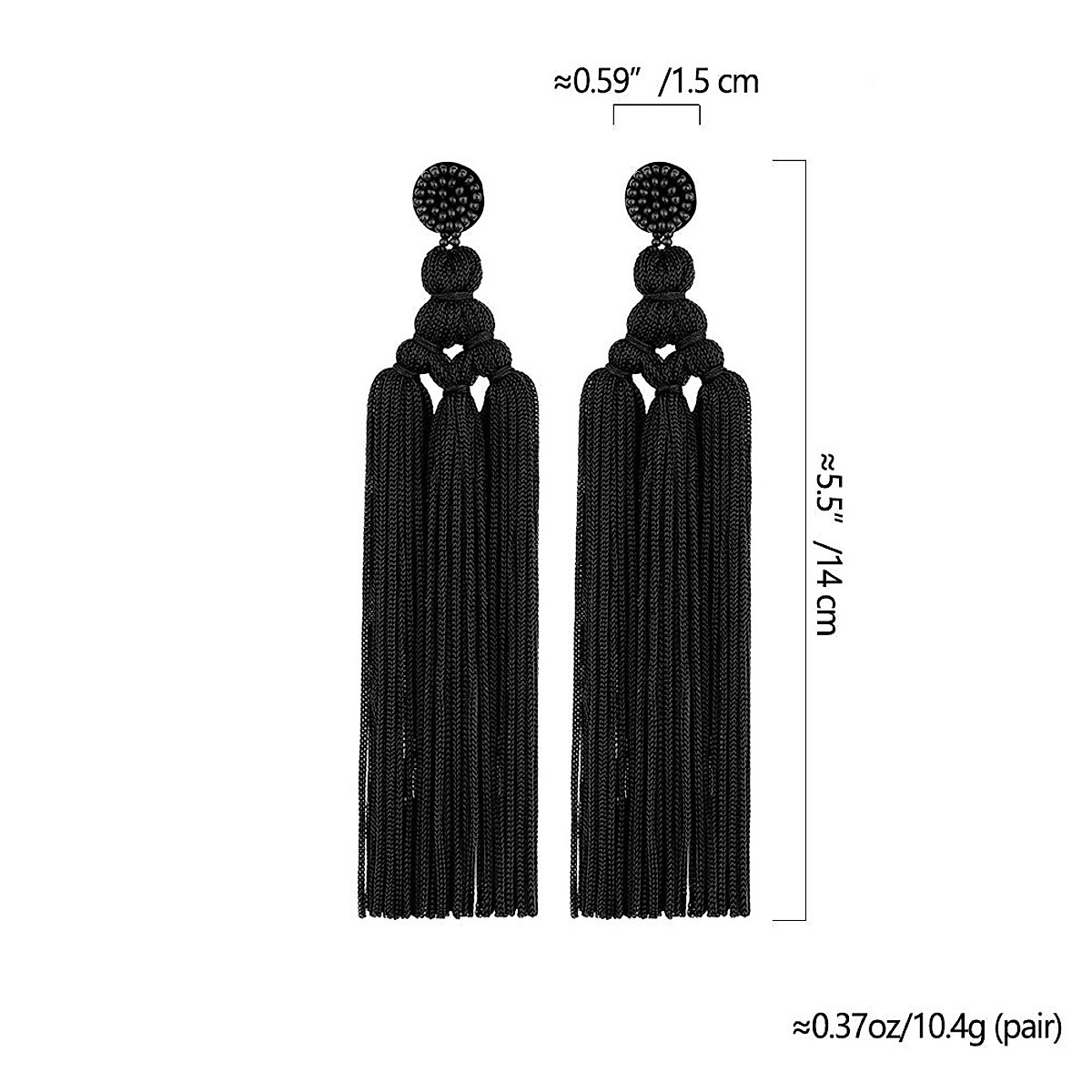 CALORVIA Boho Long Tassel Dangle Drop Earrings Trendy Handmade Layered Fringe Large Chandelier Statement Formal Jewelry for Women (Black)