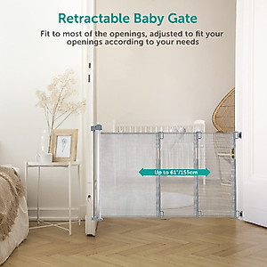 alobeby Baby Gate, Retractable Baby Gate, Pet Gate, Baby Dog Gates for Doorways Gates for Kids or Pets, Extends to 60'' Wide, Extra Gray KMS-WL01 baby gate 2448