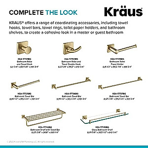 Kraus Ventus Glass Bathroom Shelf with Rail, Brushed Gold Finish, KEA-17745BG