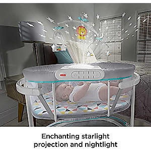 Fisher-Price Baby Bedside Sleeper Soothing Motions Bassinet With Lights Music Vibrations & Overhead Mobile, Windmill