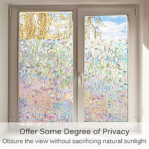 Volcanics Window Privacy Film Static Window Clings Vinyl 3D Window Decals Window Stickers Rainbow Window Film for Glass Door Heat Control Anti UV 17.5 x 78.7 Inches