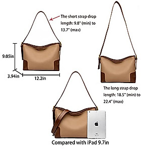 TarsaMult Hobo Bags for Women Soft Faux Leather Shoulder Crossbody Ladies Purses and Handbags Fashion Large Bucket Tote Bag(6140 Khaki)