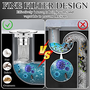 Ponpon 2pcs Bathroom Sink Stopper, Basin Pop Up Bathroom Sink Drain Strainer, Universal Drain Hair Catcher with Removable Filter Basket for 1.1-1.3 Inch