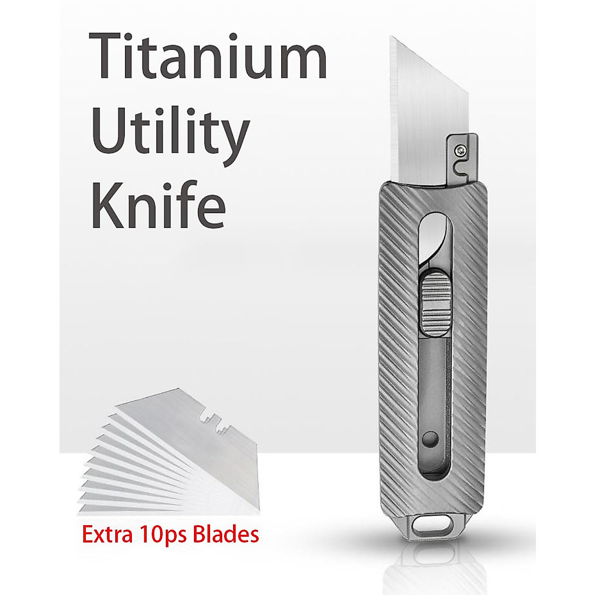 ainhue A358 Retractable Blade Utility Knife, 10pcs Replaceable Blades, 3.58 inches Titanium Handles Pocket Clip, Heavy Duty Box Cardboard Cutter