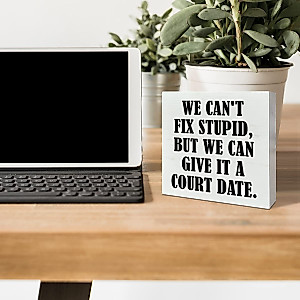 Lawyer Gifts for Men Women, Law Student School Graduation Gifts, Lawyer Retirement Birthday Christmas Gifts, Thank You Appreciation Gifts for Lawyer, A Court Date, Wooden Box Sign Office Desk Decor