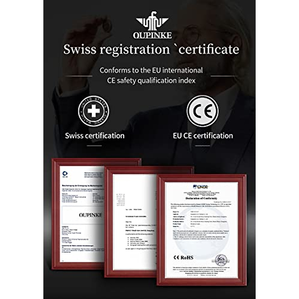 OUPINKE Mens Automatic Watches Diamond Skeleton Self Winding Luxury Dress Wrist Watch Sapphire Crystal Tungsten Steel Luminous Waterproof