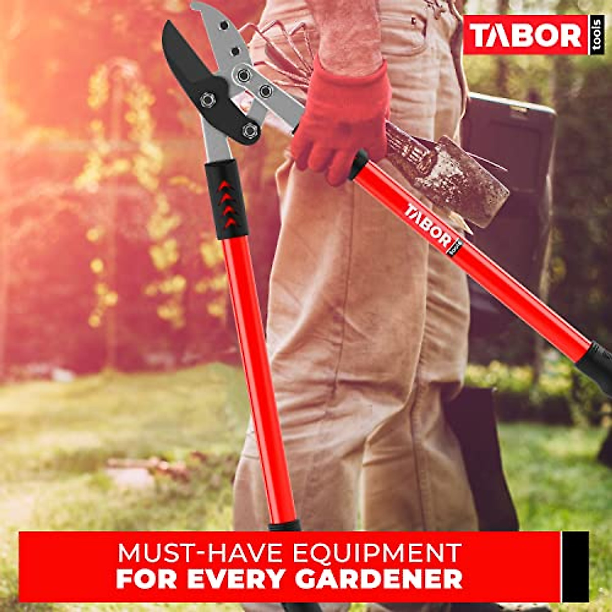 TABOR TOOLS GG12A Anvil Lopper with Compound Action, 30 Inch Tree Trimmer, Branch Cutter with ⌀ 2 Inch Cutting Capacity, Chops Thick Branches with Ease.
