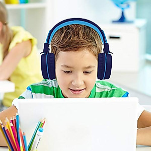 ELECDER i37 Kids Headphones Children Girls Boys Teens Foldable Adjustable On Ear Headphones 3.5mm Jack Compatible Cellphones Computer MP3/4 Kindle School Tablet Blue/Light Blue