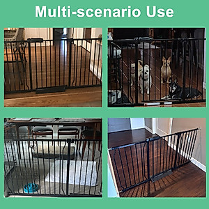 ALLAIBB Extra Wide Pressure Mounted Baby Gate Walk Through Child Kids Safety Toddler Tension White Long Large Pet Dog Gates with Extension for doorways Kitchen (57.48-62.20"/146-158cm, Black)