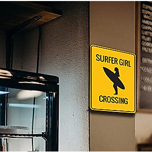 CharcasUS Metal Signs - Surfer Girls Sign Surfing Girl Sign Surfers Surf Novelty Sign Wall Decor