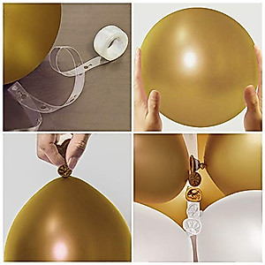 Nalwort White Balloon Kit 135PCS 18In 12In 5In Metallic Gold Balloon Arch Garland For Festival Picnic Family Engagement, Wedding, Birthday Party, Gold Theme Anniversary Celebration Decoration