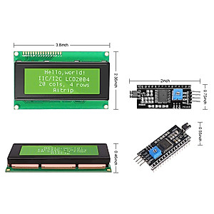 AITRIP 3PCS 2004 20x4 LCD Module IIC I2C Interface Adapter Blue Backlight Compatible with Arduino R3 Raspberry MEGA2560 (Green)