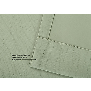 MIUCO Blackout Curtains Room Darkening Curtains Textured Grommet Panels for Living Room 2 Panels 52x84 Inch Long Sage